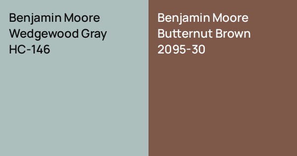 Benjamin Moore Wedgewood Gray vs. Benjamin Moore Butternut Brown comparison