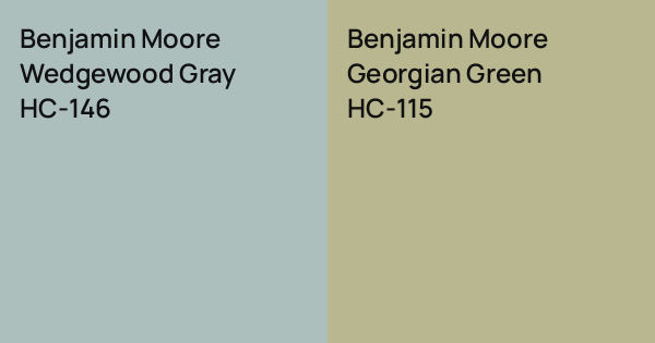 Benjamin Moore Wedgewood Gray vs. Benjamin Moore Georgian Green comparison
