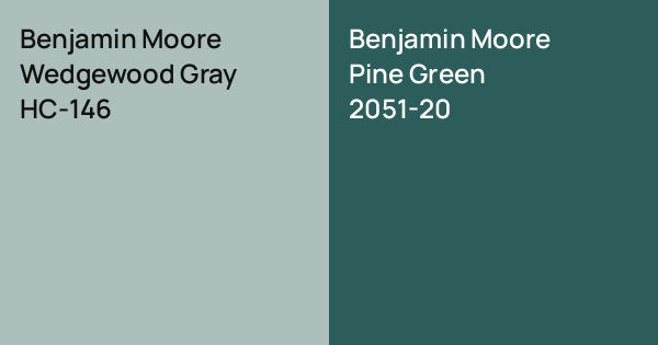 Benjamin Moore Wedgewood Gray vs. Benjamin Moore Pine Green comparison