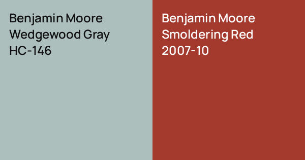 Benjamin Moore Wedgewood Gray vs. Benjamin Moore Smoldering Red comparison