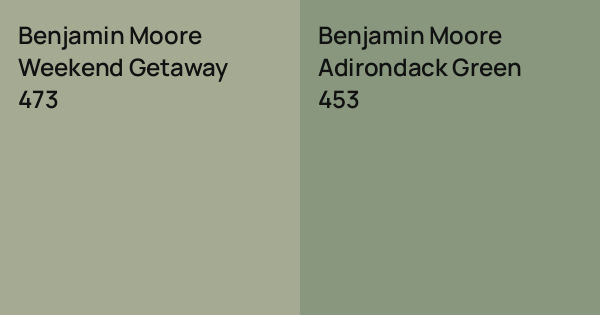 Benjamin Moore Weekend Getaway vs. Benjamin Moore Adirondack Green ...