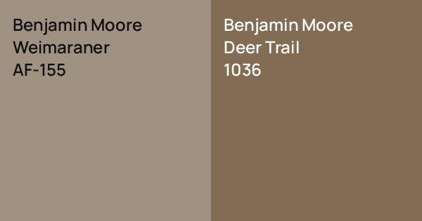 Benjamin Moore Weimaraner vs. Benjamin Moore Deer Trail comparison
