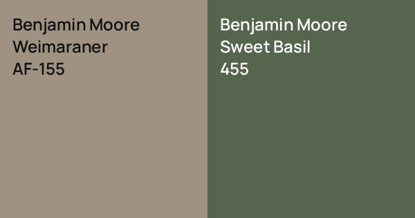 Benjamin Moore Weimaraner vs. Benjamin Moore Sweet Basil comparison