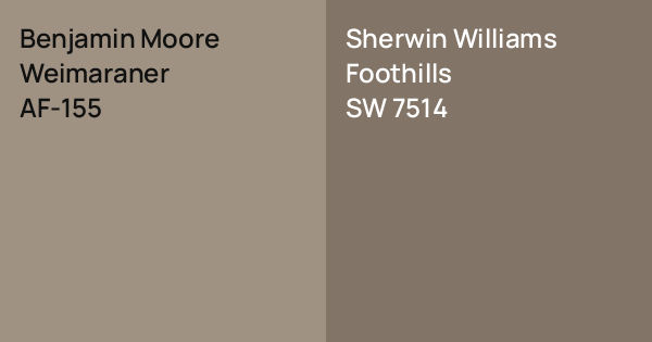 Benjamin Moore Weimaraner vs. Sherwin Williams Foothills comparison