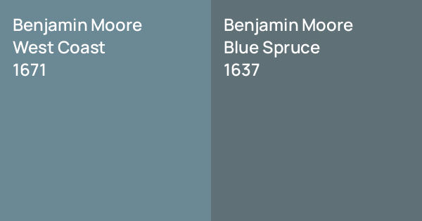 Benjamin Moore West Coast vs. Benjamin Moore Blue Spruce comparison