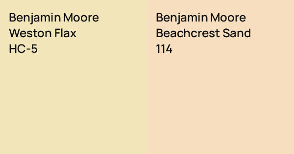 Benjamin Moore Weston Flax vs. Benjamin Moore Beachcrest Sand comparison