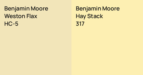 Benjamin Moore Weston Flax vs. Benjamin Moore Hay Stack comparison