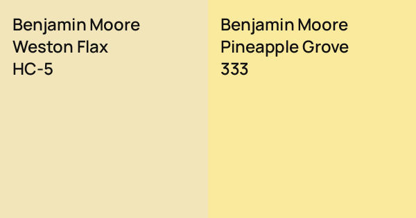Benjamin Moore Weston Flax vs. Benjamin Moore Pineapple Grove comparison