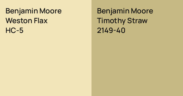 Benjamin Moore Weston Flax vs. Benjamin Moore Timothy Straw comparison
