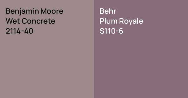 Benjamin Moore Wet Concrete vs. Behr Plum Royale comparison