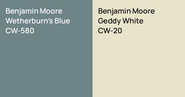 Benjamin Moore Wetherburn's Blue vs. Benjamin Moore Geddy White comparison