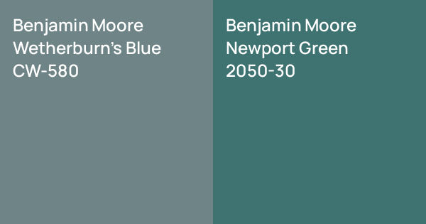 Benjamin Moore Wetherburn's Blue vs. Benjamin Moore Newport Green ...