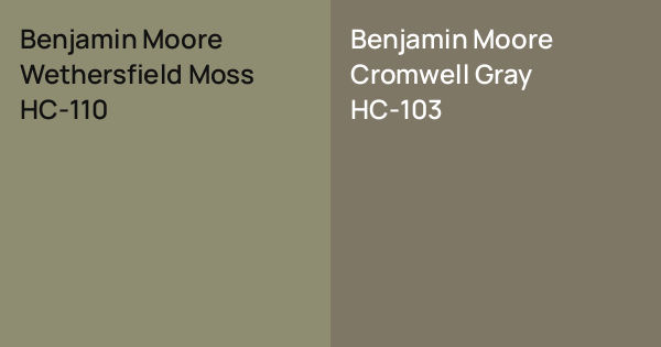 Benjamin Moore Wethersfield Moss vs. Benjamin Moore Cromwell Gray ...