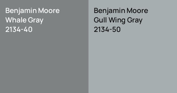 Benjamin Moore Whale Gray vs. Benjamin Moore Gull Wing Gray comparison