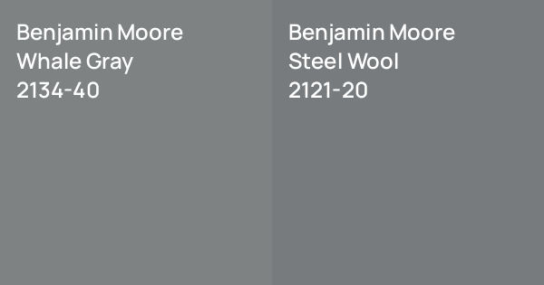 Benjamin Moore Whale Gray vs. Benjamin Moore Steel Wool comparison
