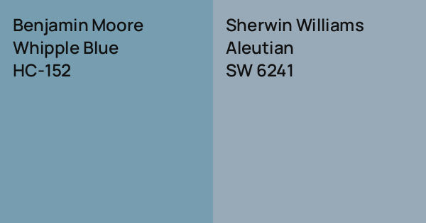 Benjamin Moore Whipple Blue vs. Sherwin Williams Aleutian comparison