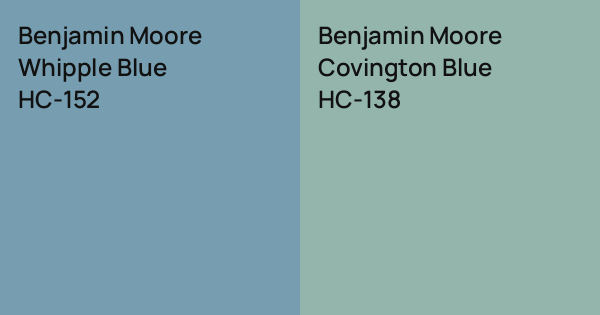 Benjamin Moore Whipple Blue vs. Benjamin Moore Covington Blue comparison