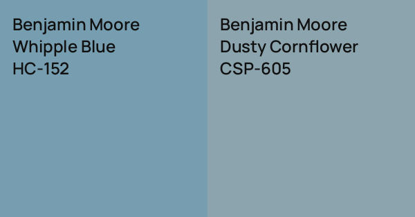 Benjamin Moore Whipple Blue vs. Benjamin Moore Dusty Cornflower comparison
