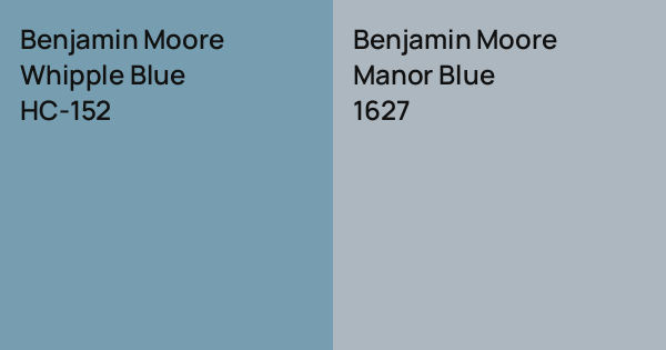 Benjamin Moore Whipple Blue vs. Benjamin Moore Manor Blue comparison
