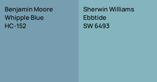 Benjamin Moore Whipple Blue vs. Sherwin Williams Ebbtide comparison