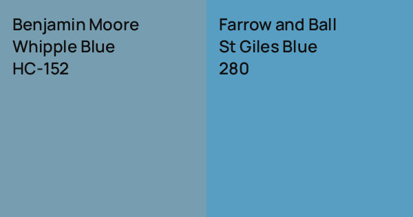 Benjamin Moore Whipple Blue vs. Farrow and Ball St Giles Blue comparison