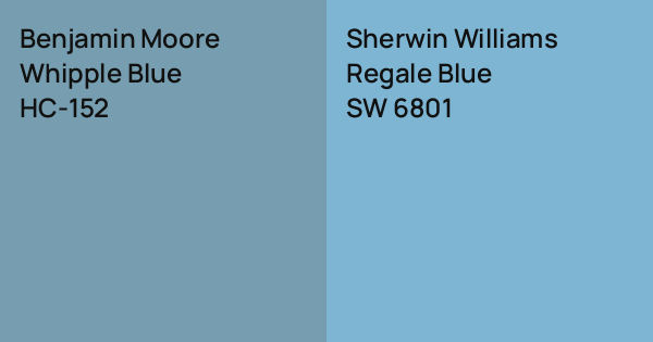 Benjamin Moore Whipple Blue vs. Sherwin Williams Regale Blue comparison