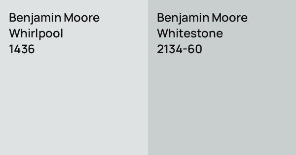 Benjamin Moore Whirlpool vs. Benjamin Moore Whitestone comparison