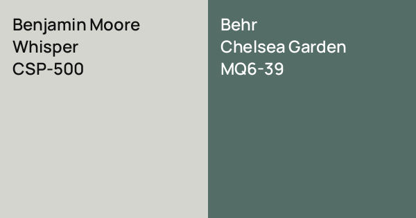 Benjamin Moore Whisper vs. Behr Chelsea Garden comparison