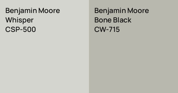 Benjamin Moore Whisper vs. Benjamin Moore Bone Black comparison