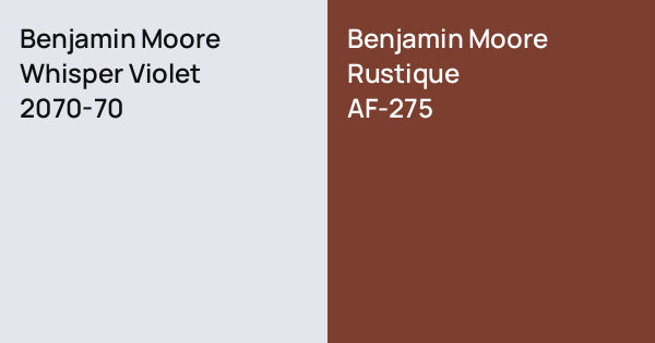 Benjamin Moore Whisper Violet vs. Benjamin Moore Rustique comparison