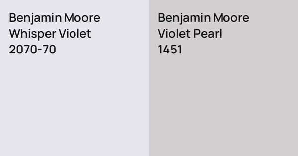 Benjamin Moore Whisper Violet vs. Benjamin Moore Violet Pearl comparison