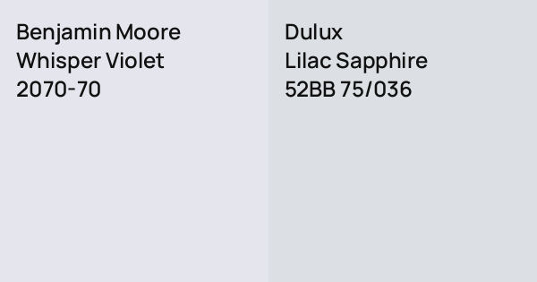 Benjamin Moore Whisper Violet vs. Dulux Lilac Sapphire comparison