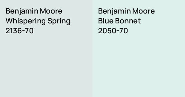 Benjamin Moore Whispering Spring vs. Benjamin Moore Blue Bonnet comparison