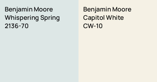 Benjamin Moore Whispering Spring vs. Benjamin Moore Capitol White ...
