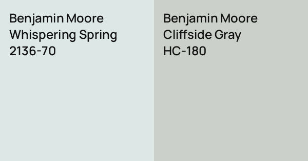 Benjamin Moore Whispering Spring vs. Benjamin Moore Cliffside Gray ...