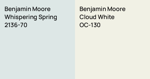 Benjamin Moore Whispering Spring vs. Benjamin Moore Cloud White comparison