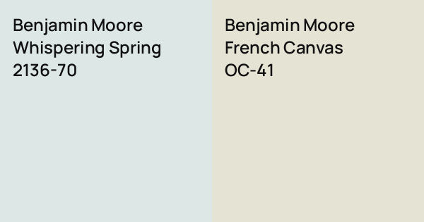 Benjamin Moore Whispering Spring vs. Benjamin Moore French Canvas ...