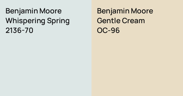 Benjamin Moore Whispering Spring vs. Benjamin Moore Gentle Cream comparison