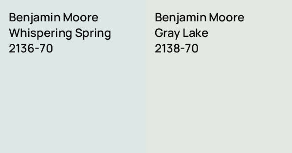 Benjamin Moore Whispering Spring vs. Benjamin Moore Gray Lake comparison
