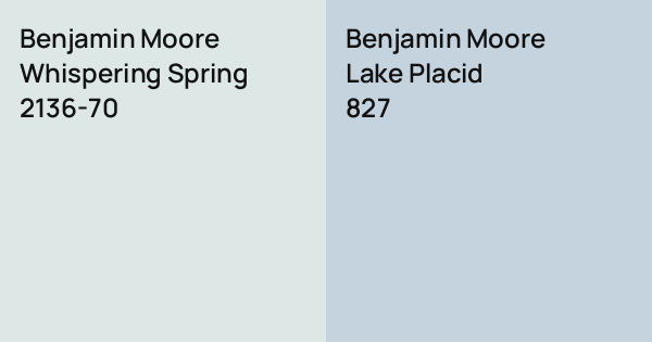 Benjamin Moore Whispering Spring vs. Benjamin Moore Lake Placid comparison