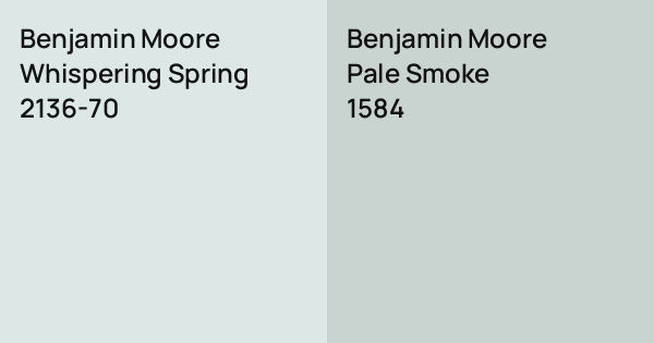 Benjamin Moore Whispering Spring vs. Benjamin Moore Pale Smoke comparison