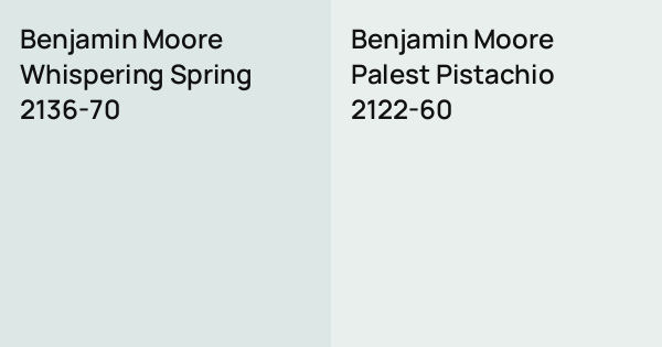 Benjamin Moore Whispering Spring vs. Benjamin Moore Palest Pistachio ...