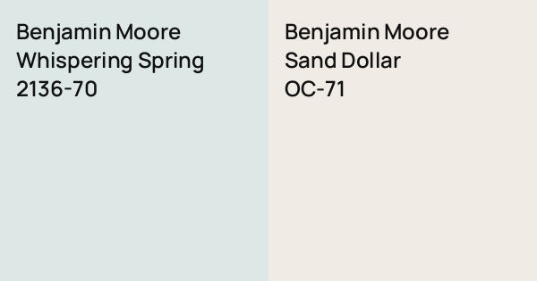Benjamin Moore Whispering Spring vs. Benjamin Moore Sand Dollar comparison