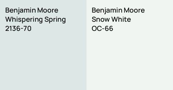 Benjamin Moore Whispering Spring vs. Benjamin Moore Snow White comparison