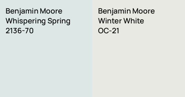 Benjamin Moore Whispering Spring vs. Benjamin Moore Winter White comparison