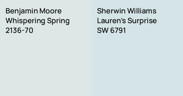 Benjamin Moore Whispering Spring vs. Sherwin Williams Lauren's Surprise ...