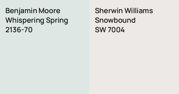 Benjamin Moore Whispering Spring vs. Sherwin Williams Snowbound comparison