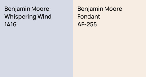 Benjamin Moore Whispering Wind vs. Benjamin Moore Fondant comparison