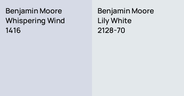 Benjamin Moore Whispering Wind vs. Benjamin Moore Lily White comparison