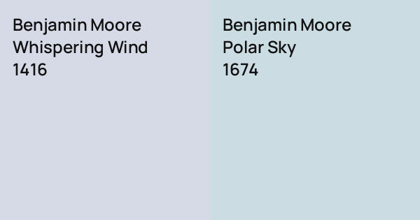 Benjamin Moore Whispering Wind vs. Benjamin Moore Polar Sky comparison